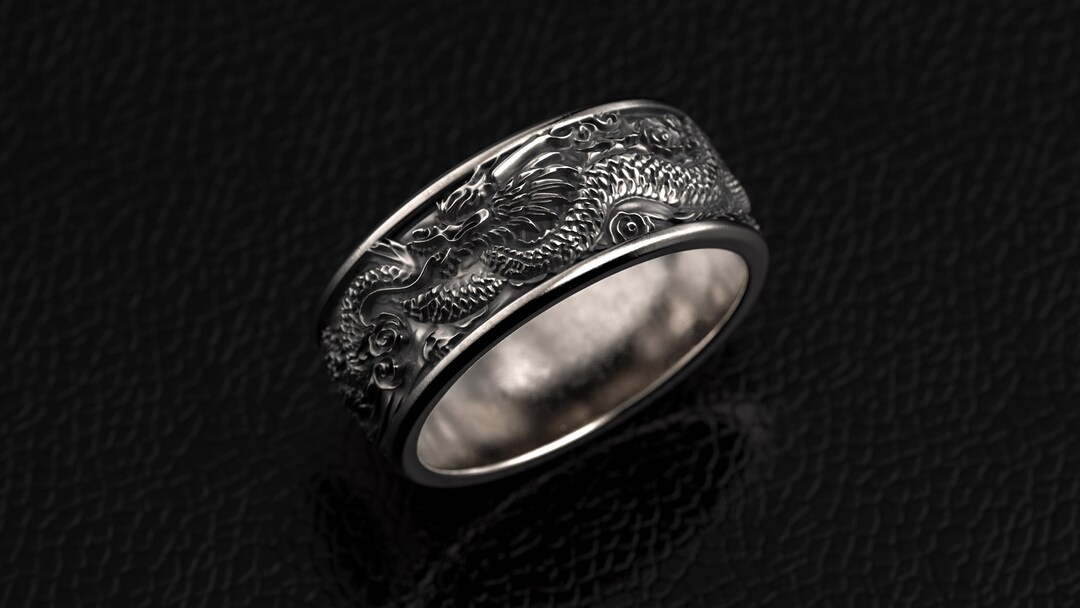 Chinese Dragon Signet Ring, Fantasy Dragon Ring, Mythical Creature Ring ...