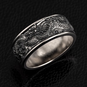Chinese Dragon Signet Ring, Fantasy Dragon Ring, Mythical Creature Ring ...