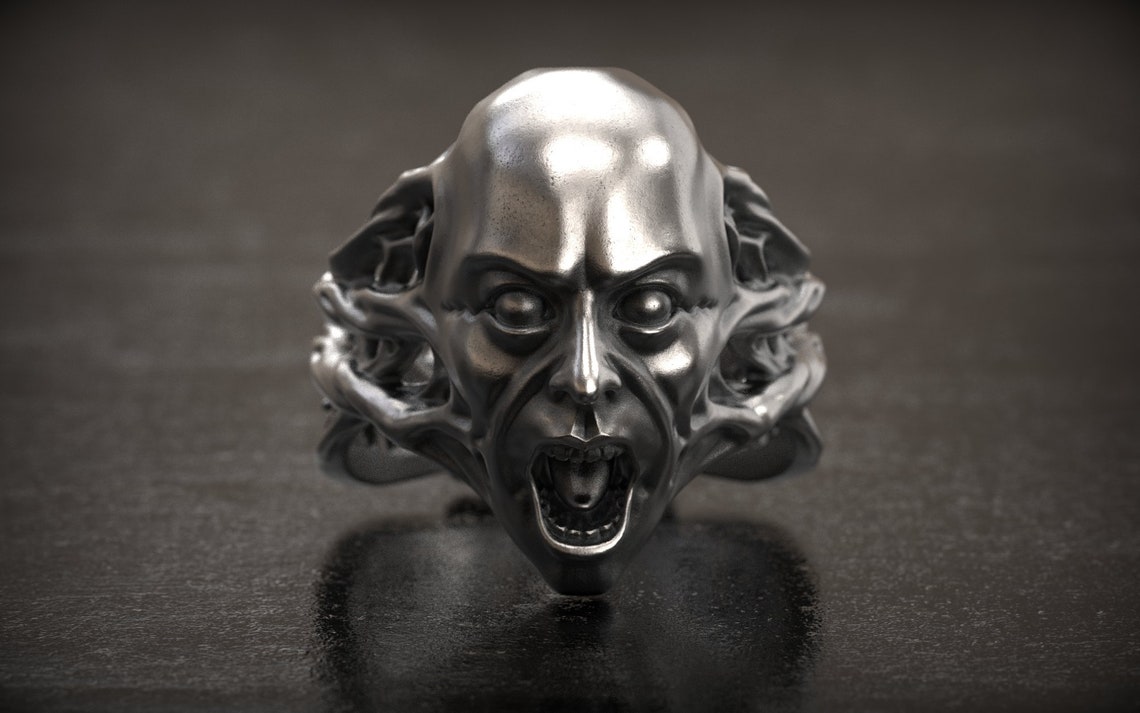 Screaming Face Ring Face Ring Scream Ring Biker Ring Human | Etsy