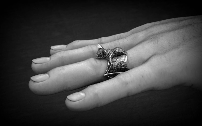 Adjustable Bat Ring, Bat Jewelry, Bat Lover Gift, Silver Bat Ring ...