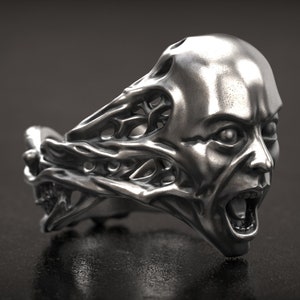 Screaming Face Ring, Face Ring, Scream Ring, Biker Ring, Human Face ...