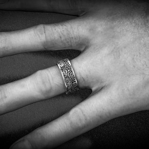 Aztec Pattern Ring , Mens Ring , Mayan Wedding Ring , 925 Sterling ...