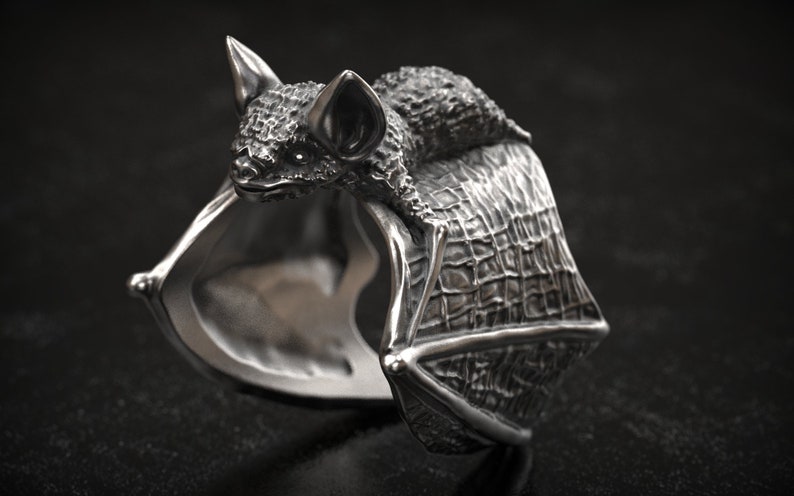 Adjustable Bat Ring, Bat Jewelry, Bat Lover Gift, Silver Bat Ring ...