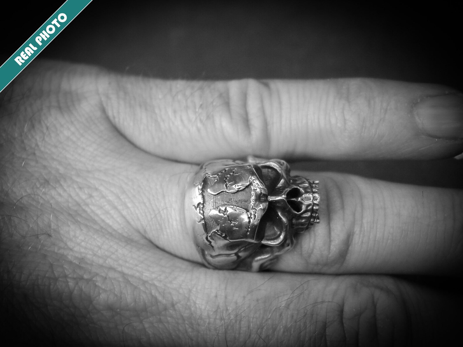 Skull Ring With Custom Logo Customized Ring Skull Ring - Etsy