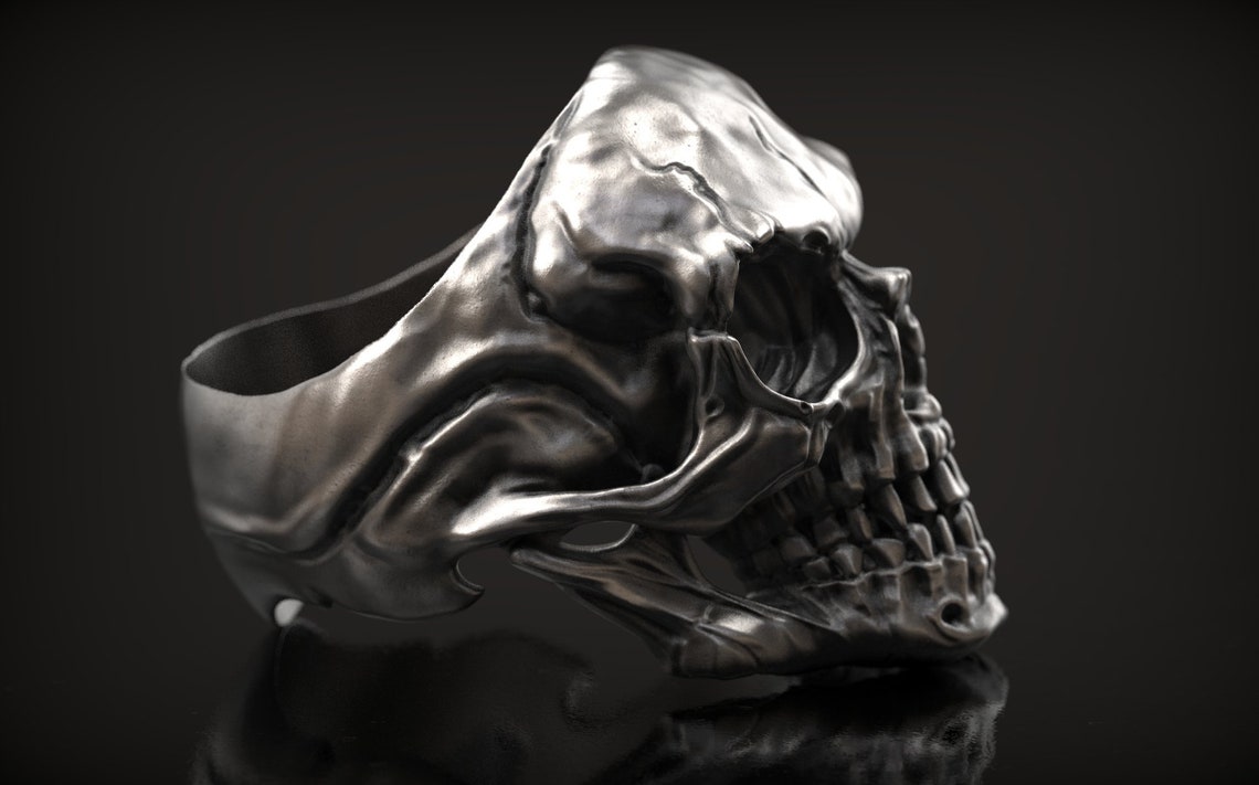 Simple Evil Skull Ring Old Skull Ring Demon Skull Biker - Etsy