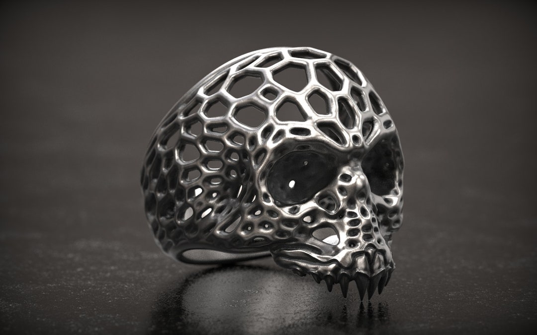 Voronoi Skull Ring Vampire Skull Ring Gothic Skull Ring - Etsy