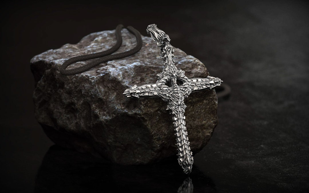 Giger Inspired, Biomechanical Cross Pendant, Biker Jewelry, 925K ...