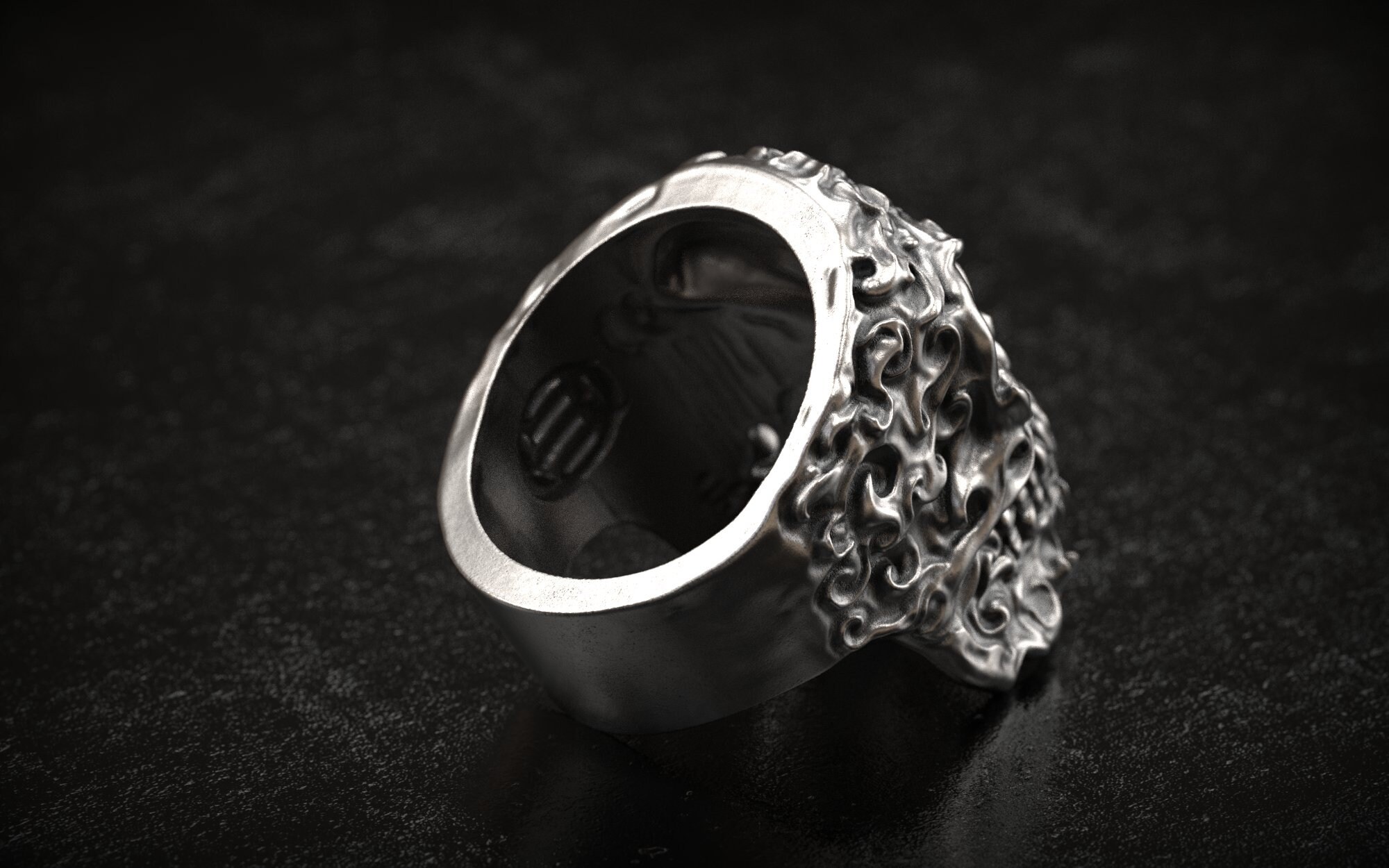 Flame Skull Ring, Fire Ring, Fire Skull, Biker Ring, Man Ring, Punk ...
