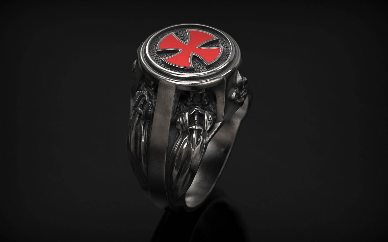 Medieval Knights Templar Ring, Mens Ring, Seal of Knights Templar ...