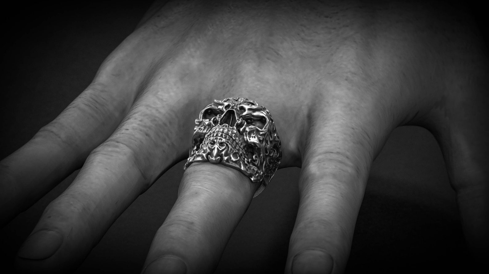 Flame Skull Ring, Fire Ring, Fire Skull, Biker Ring, Man Ring, Punk ...