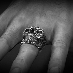 Flame Skull Ring, Fire Ring, Fire Skull, Biker Ring, Man Ring, Punk ...