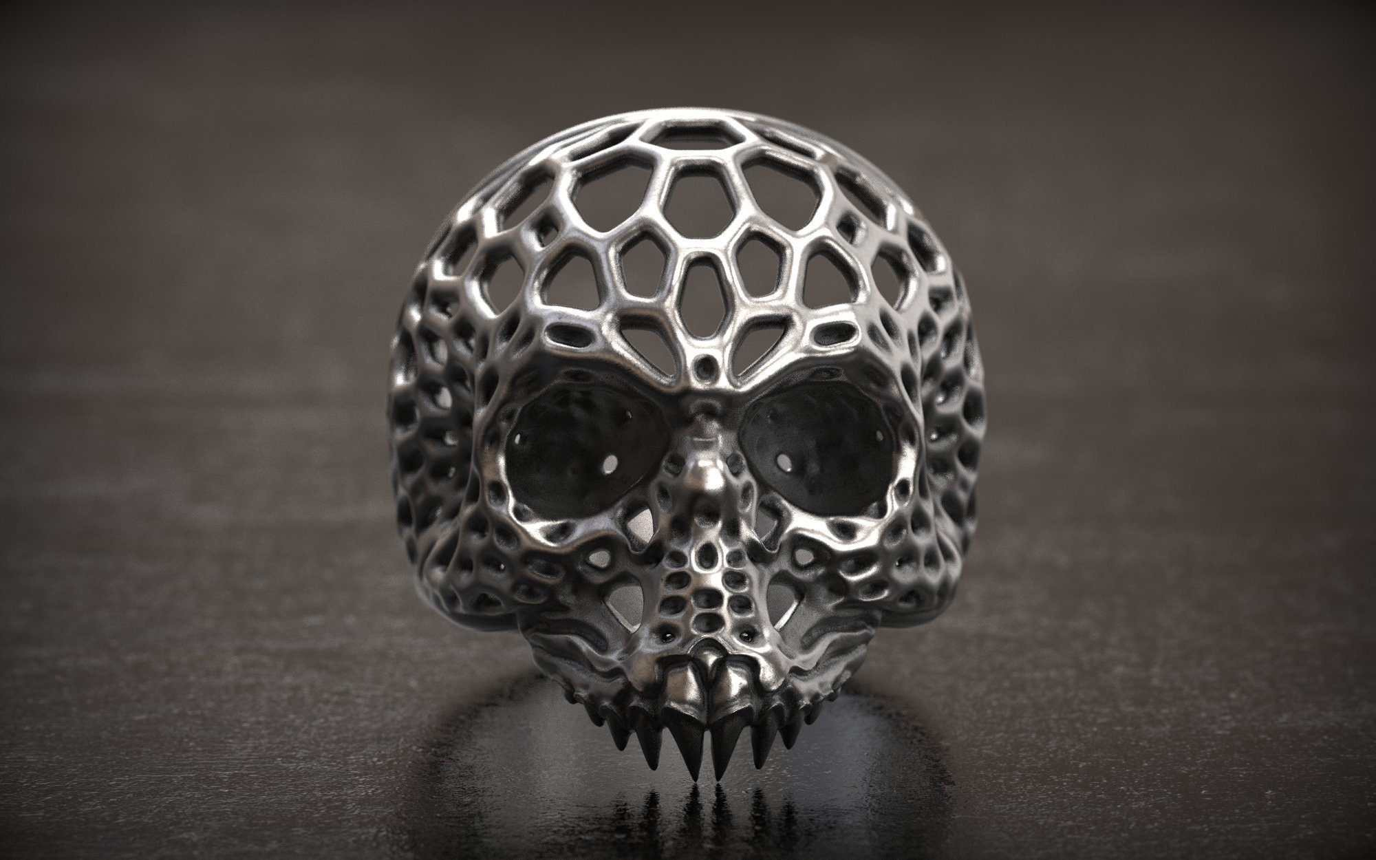 Voronoi Skull Ring Vampire Skull Ring Gothic Skull Ring | Etsy