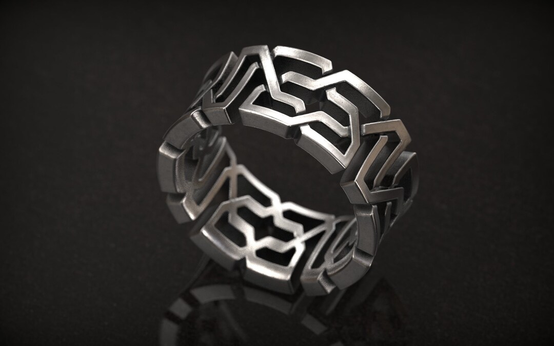 Geometric Pattern Ring, Wedding Band Ring, Filigree Style, Unique Ring ...