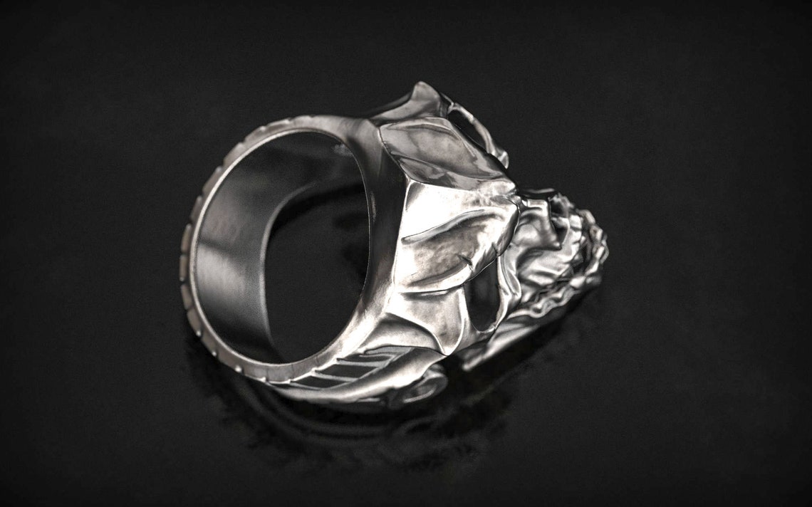 Evil Skull Ring, Old Skull Ring, Demon Skull, Biker Ring, Mans Ring ...