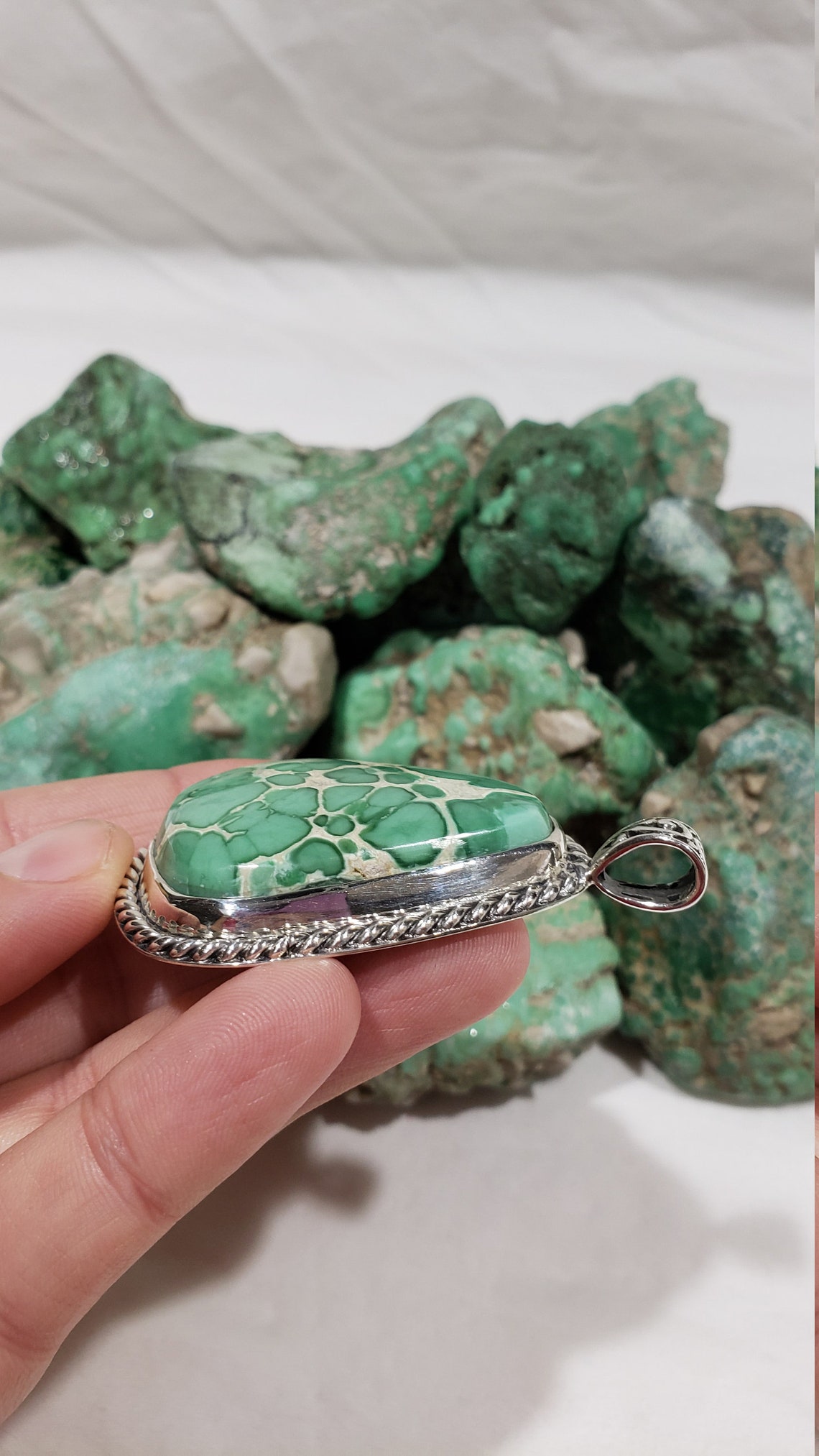 Handmade Lucin Utah Variscite Statement Pendant - Etsy