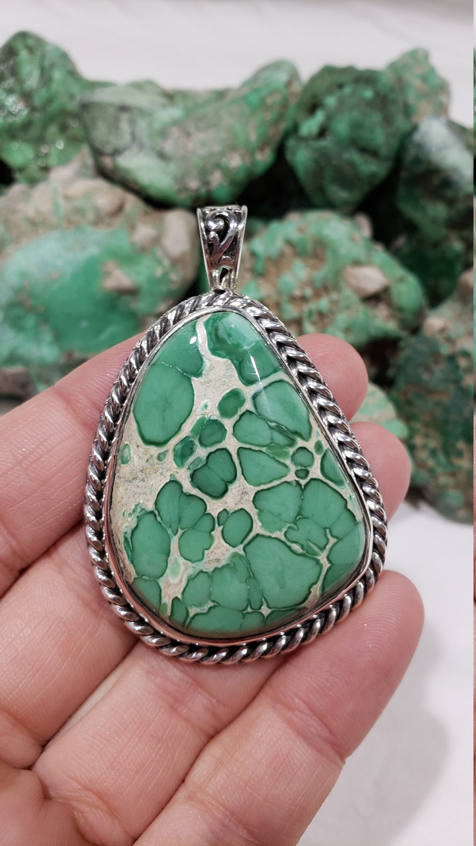 Handmade Lucin Utah Variscite Statement Pendant - Etsy