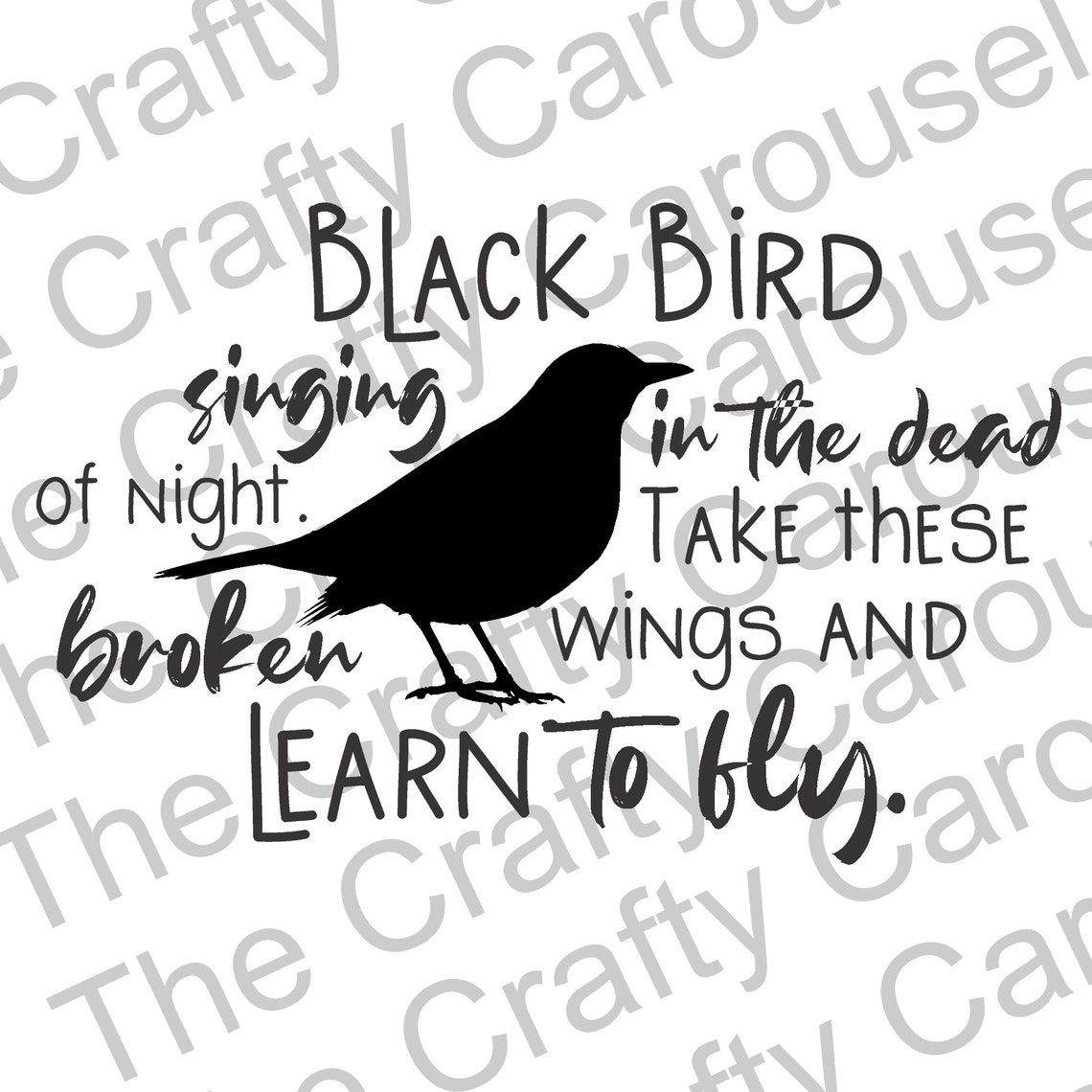 Blackbird SVG; Lyrics SVG; PNG File; Cut File for Silhouette or Cricut ...