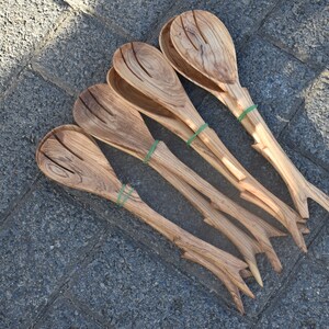 Wood Serving Spoon , Handmade Wood Salad Servers , Set of 2 Hand Carved Wood Cooking Spoons ...