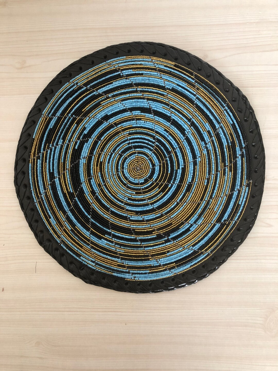 ON SALE Table Mats,coasters, Beaded Leather Table Mat, Leather Mat ...