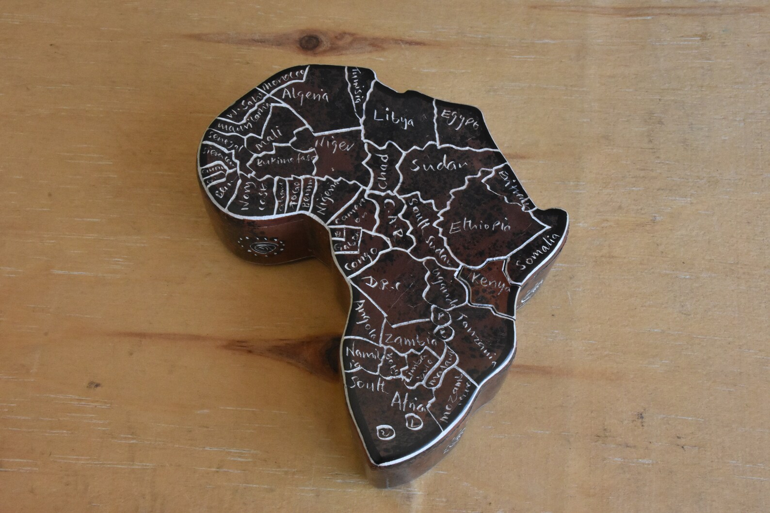 ON SALE Jewelry box African map jewelry box Soapstone carved | Etsy