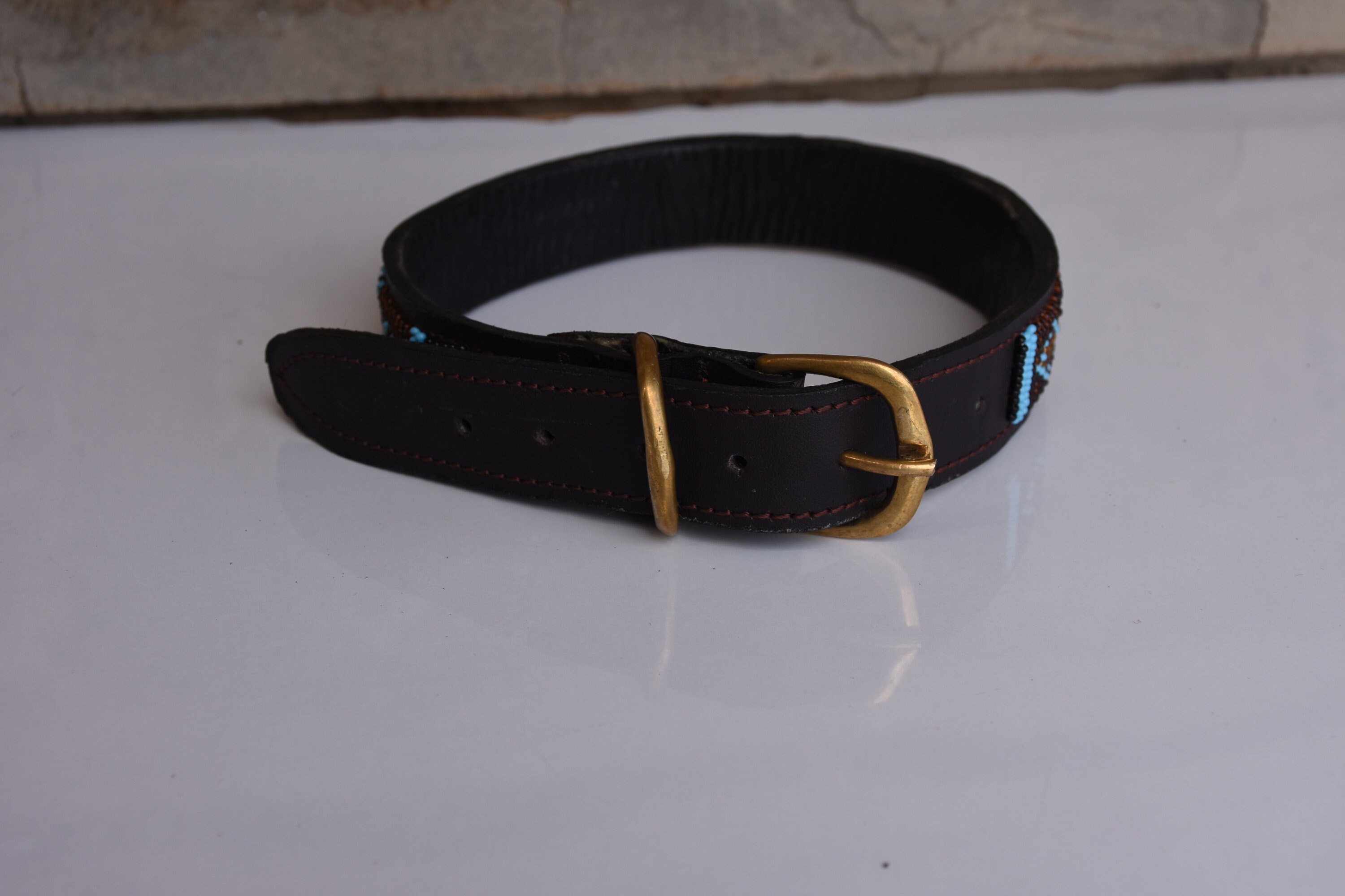 Leather Dog Collar African Beaded Dog Collar Maasai Dog | Etsy