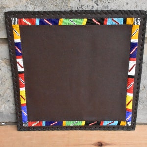 ON SALE Table Mat, Beaded Leather Table Mat, Leather Mat, African ...