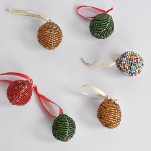 ON SALE Christmas Baubles, Handcrafted Beaded Christmas Baubles ...