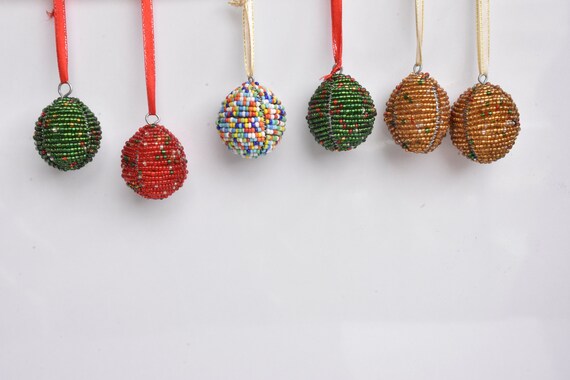 ON SALE Christmas Baubles Handcrafted Beaded Christmas Baubles Unique Christmas Ornaments Unique Gifts Miniature Beaded Christmas Tree Etsy Ireland