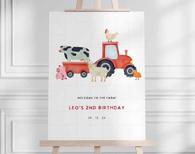 Editable Farm Birthday Welcome Sign, Barn Party, Farm Animals, Barnyard ...