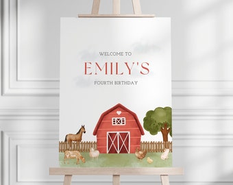 Editable Farm Birthday Welcome Sign, Barn Party, Farm Animals, Barnyard ...