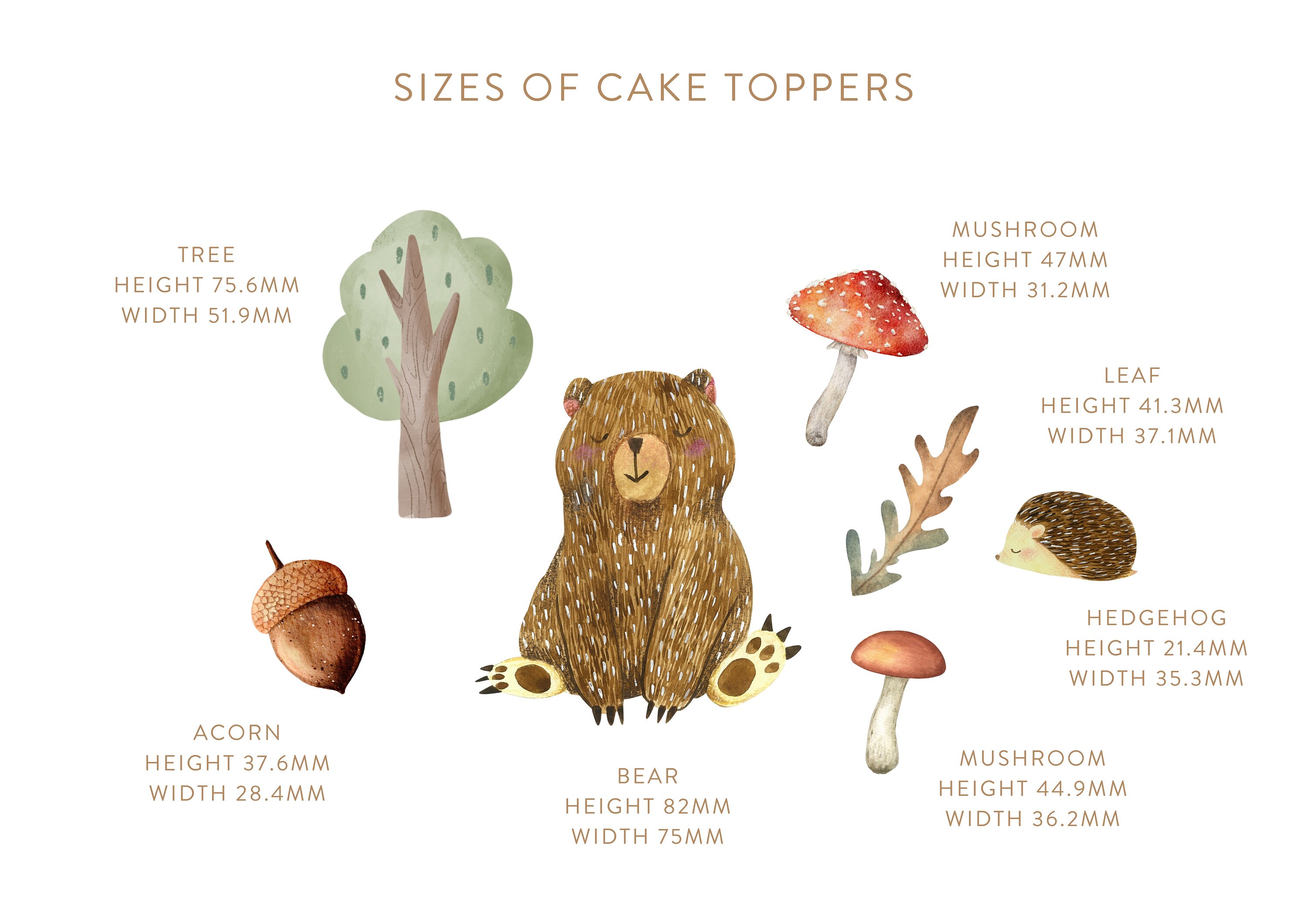 Printable Woodland Bear Cake Topper, Forest Animals Party, Cake Decor ...