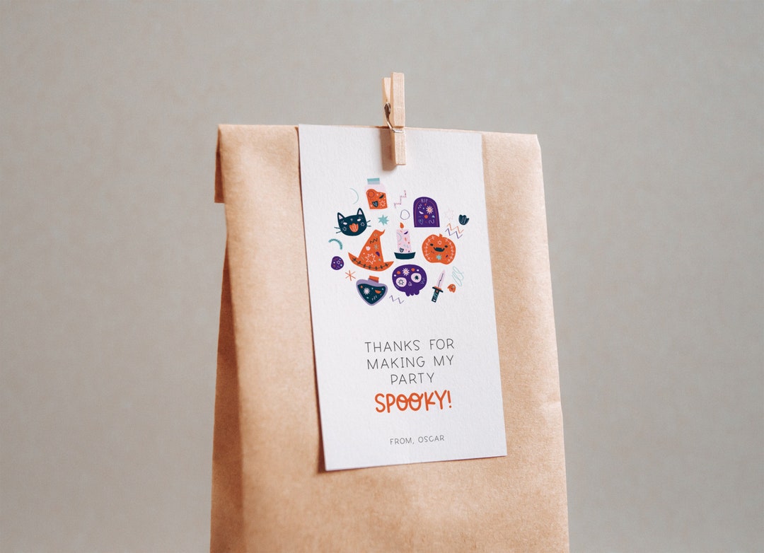 Editable Halloween Thank You Tag, Halloween Party Favor Tag, Spooky ...