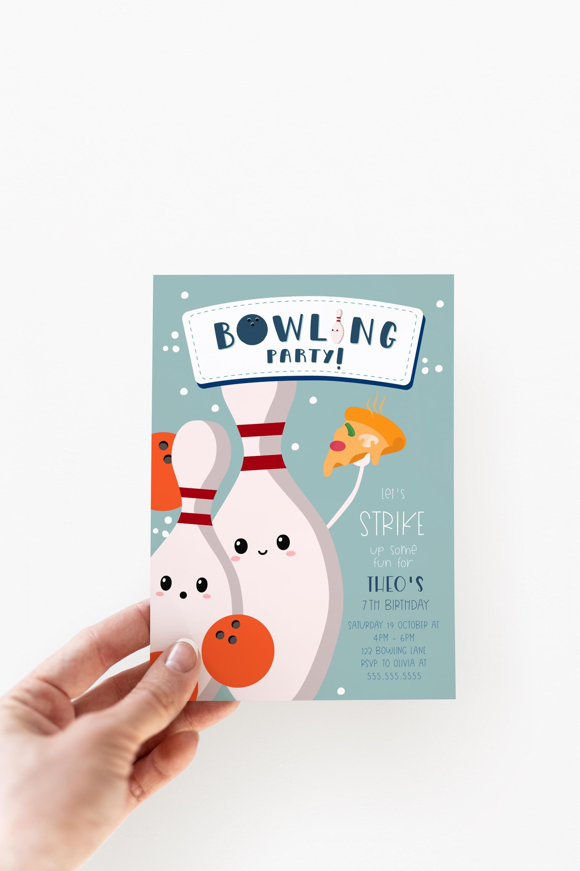 Editable Bowling Birthday Invitation, Strike up Some Fun Bowling Party ...