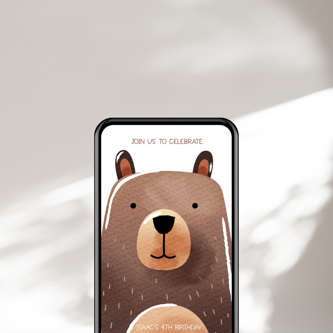 Editable Bear Birthday Invite Template, Beary First Birthday Evite ...