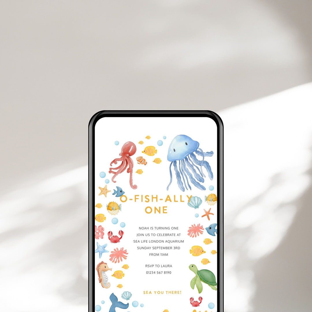 Editable Under the Sea Digital Invite, Ocean Birthday Invitation ...