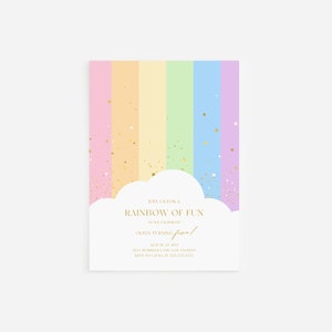 Editable Rainbow Birthday Invitation Template, Colorful Rainbow Party ...