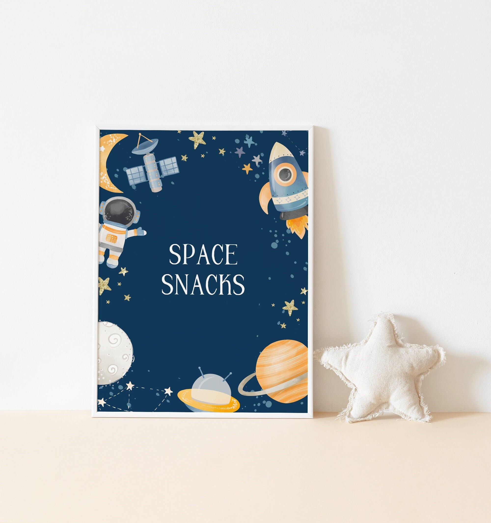 Editable Space Snacks Food Sign, Party Sign, Outer Space Birthday Sign ...