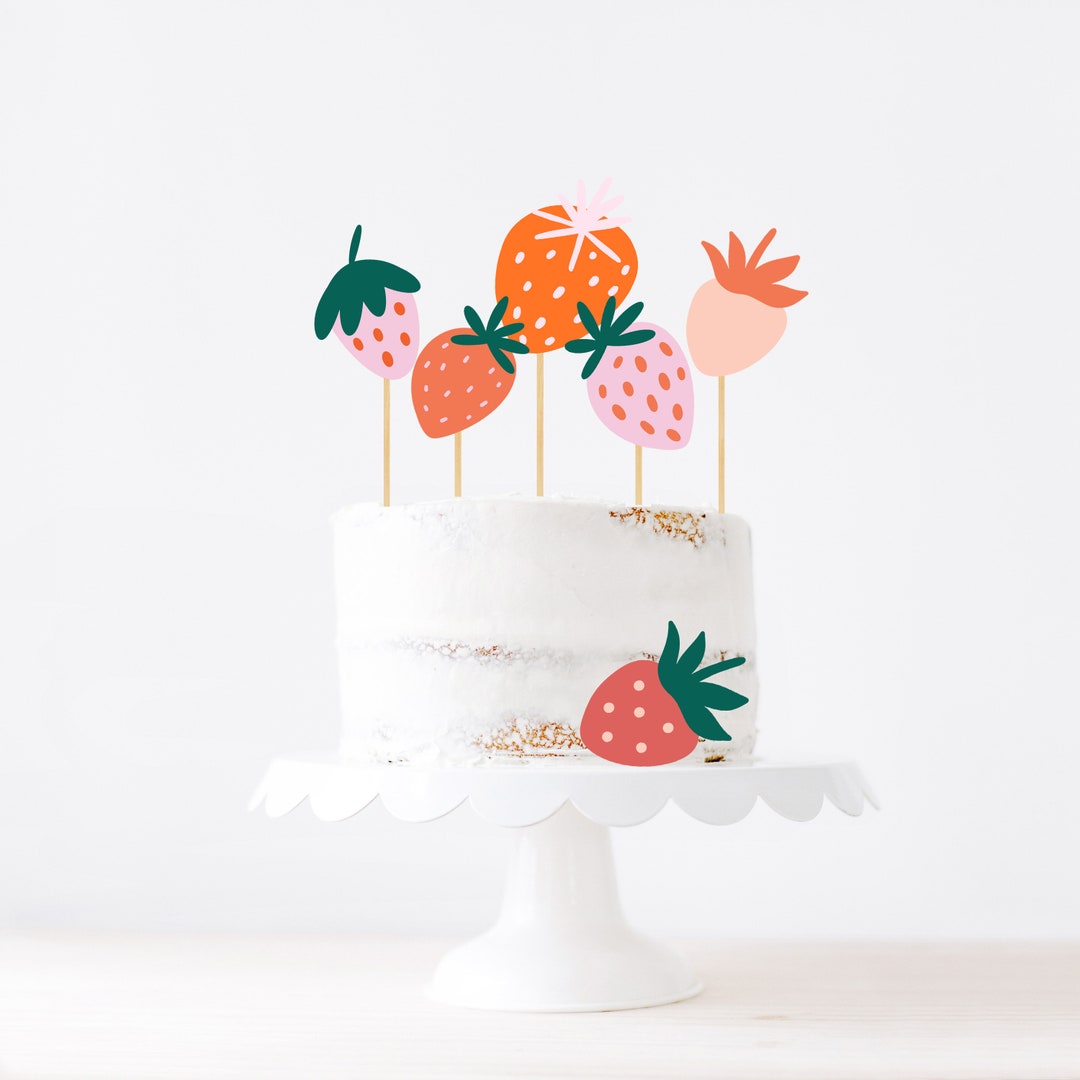 Printable Strawberry Birthday Cake Topper, Berry First Birthday ...