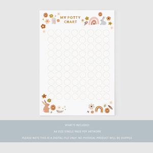 Boho Potty Chart, Printable Sticker Chart for Kids, Boho, Bunnies ...
