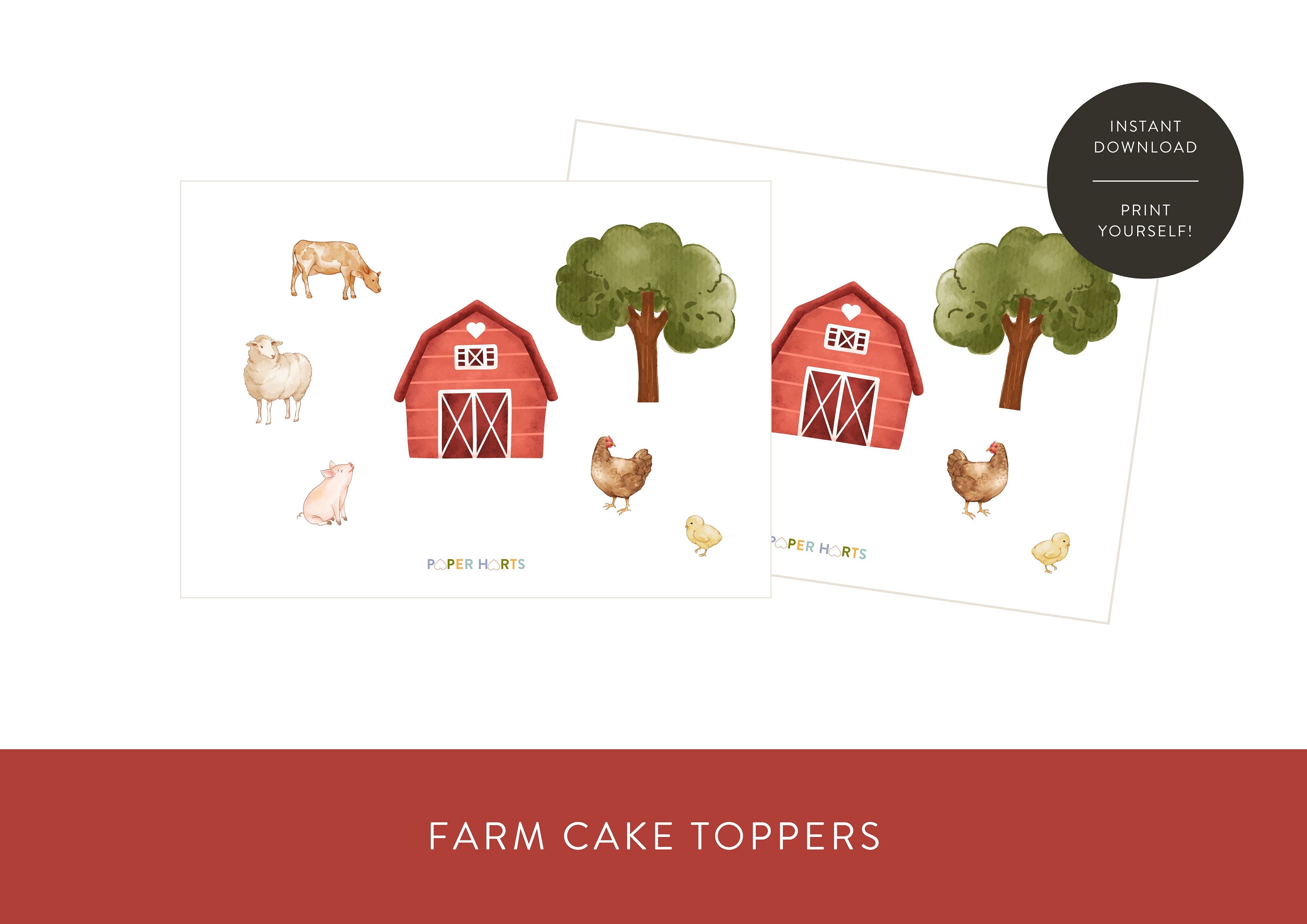 Printable Farm Birthday Cake Topper, Farm Animals Party, Instant Cake ...