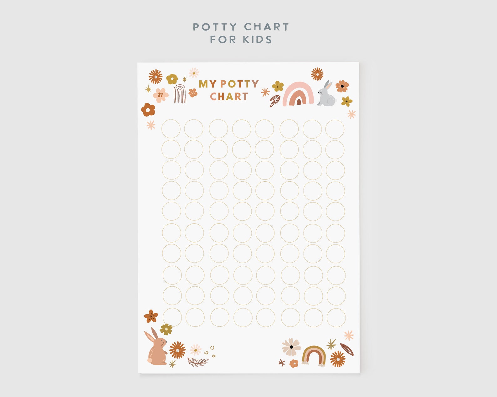 Boho Potty Chart, Printable Sticker Chart for Kids, Boho, Bunnies ...