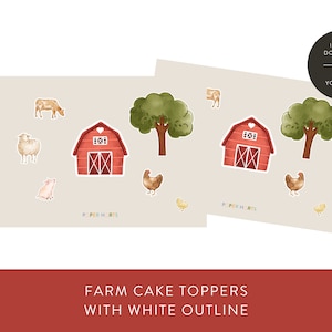 Printable Farm Birthday Cake Topper, Farm Animals Party, Instant Cake ...