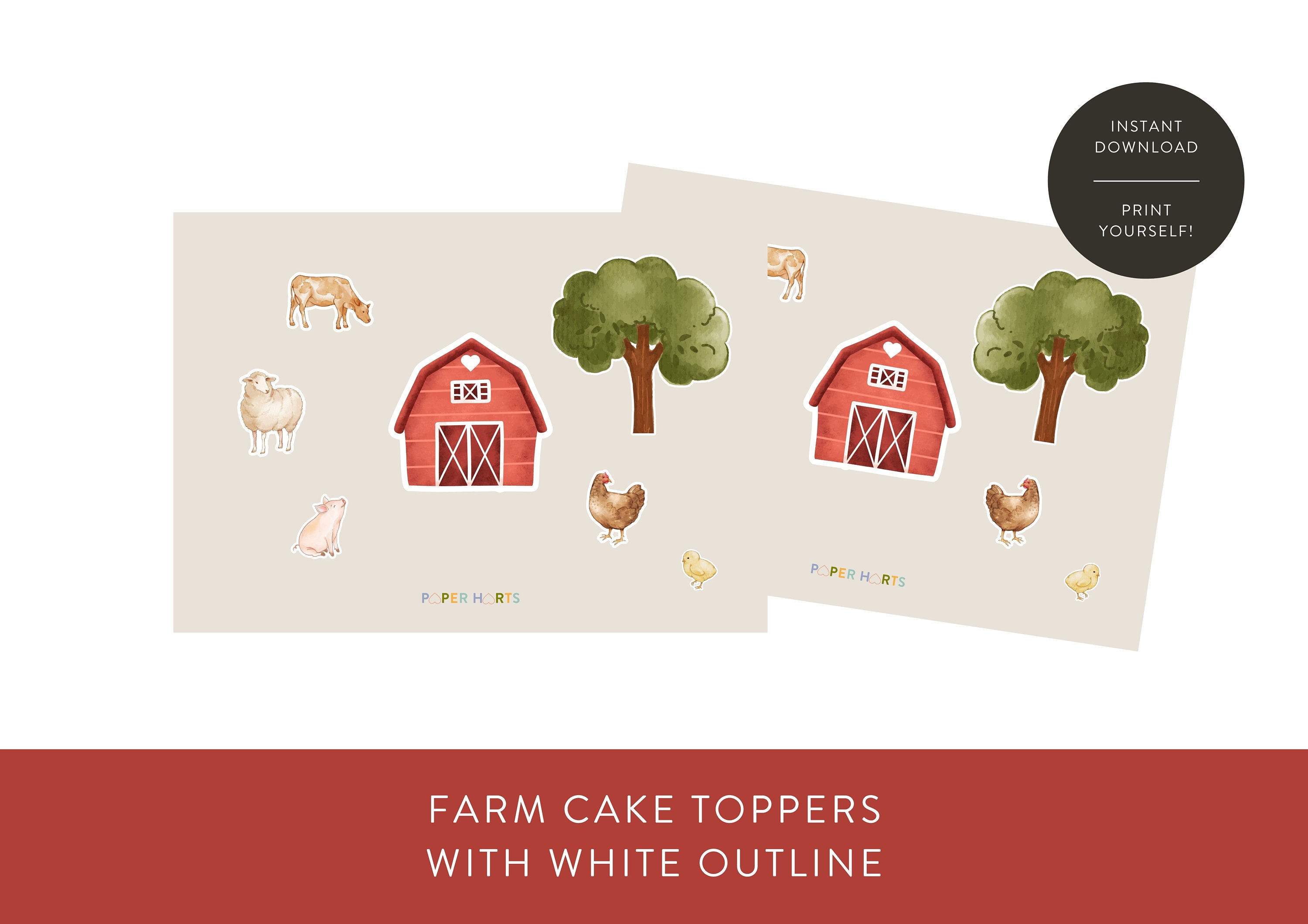 Printable Farm Birthday Cake Topper, Farm Animals Party, Instant Cake ...