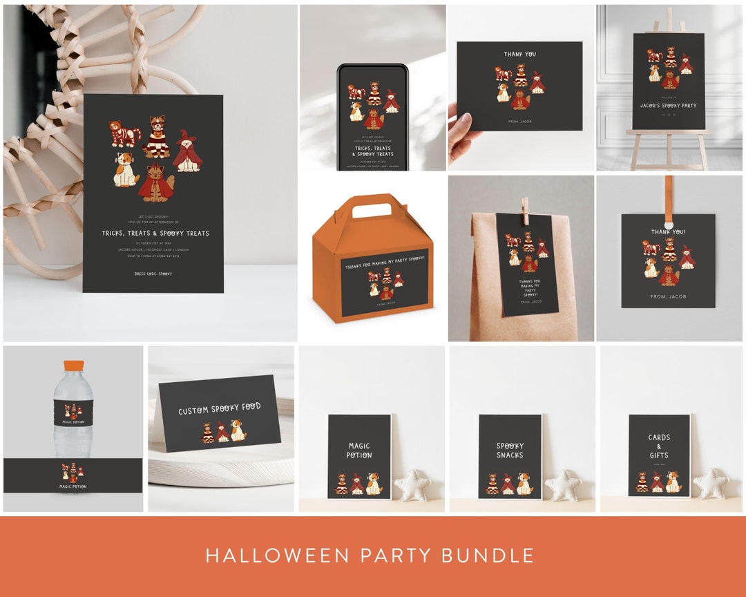 Editable Halloween Party Bundle, Trick or Treat Bundle, Spooky Party ...