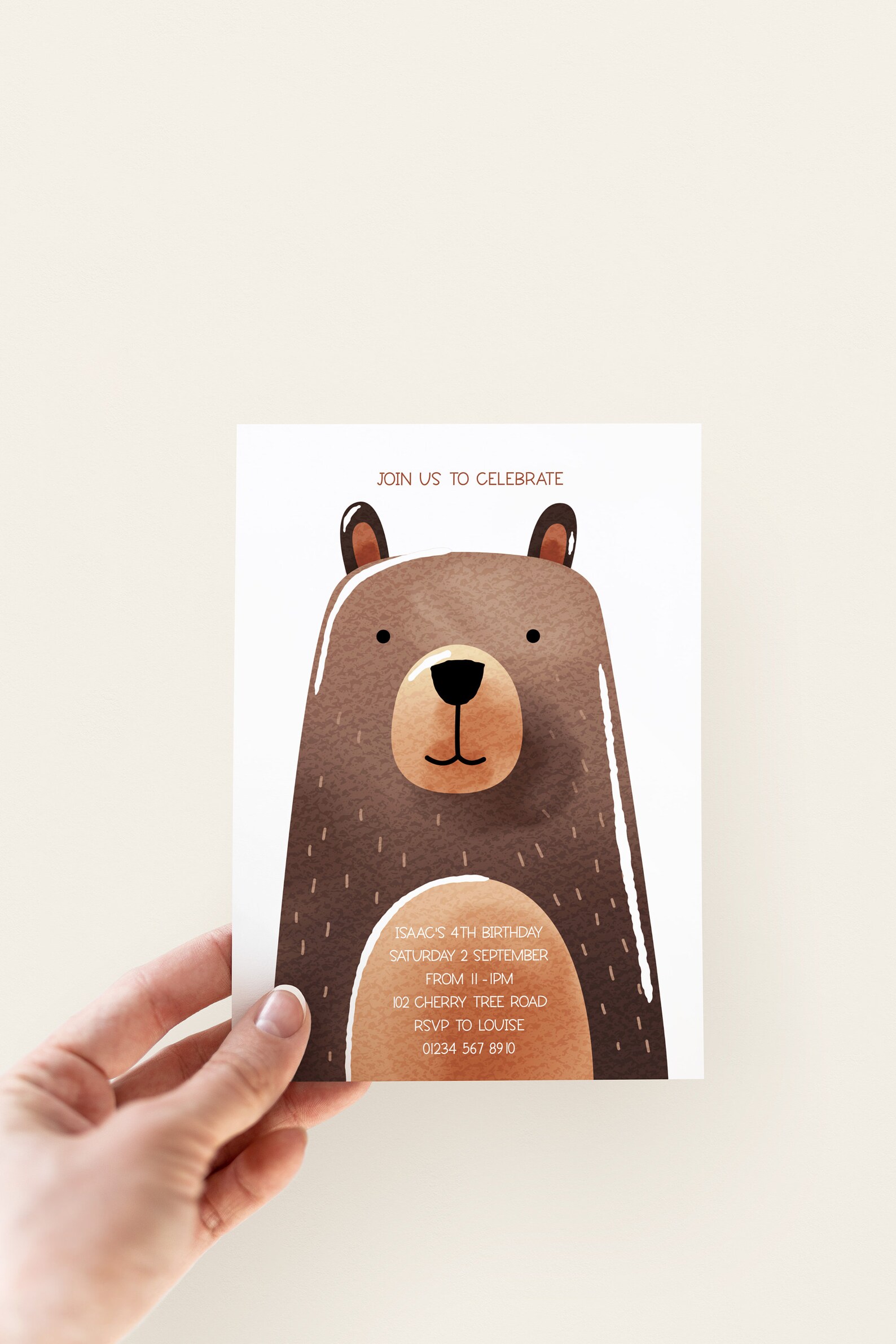 Editable Bear Birthday Invite Template, Beary First Birthday Invite ...