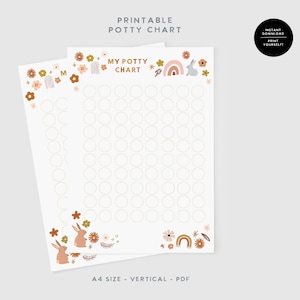 Boho Potty Chart, Printable Sticker Chart for Kids, Boho, Bunnies ...