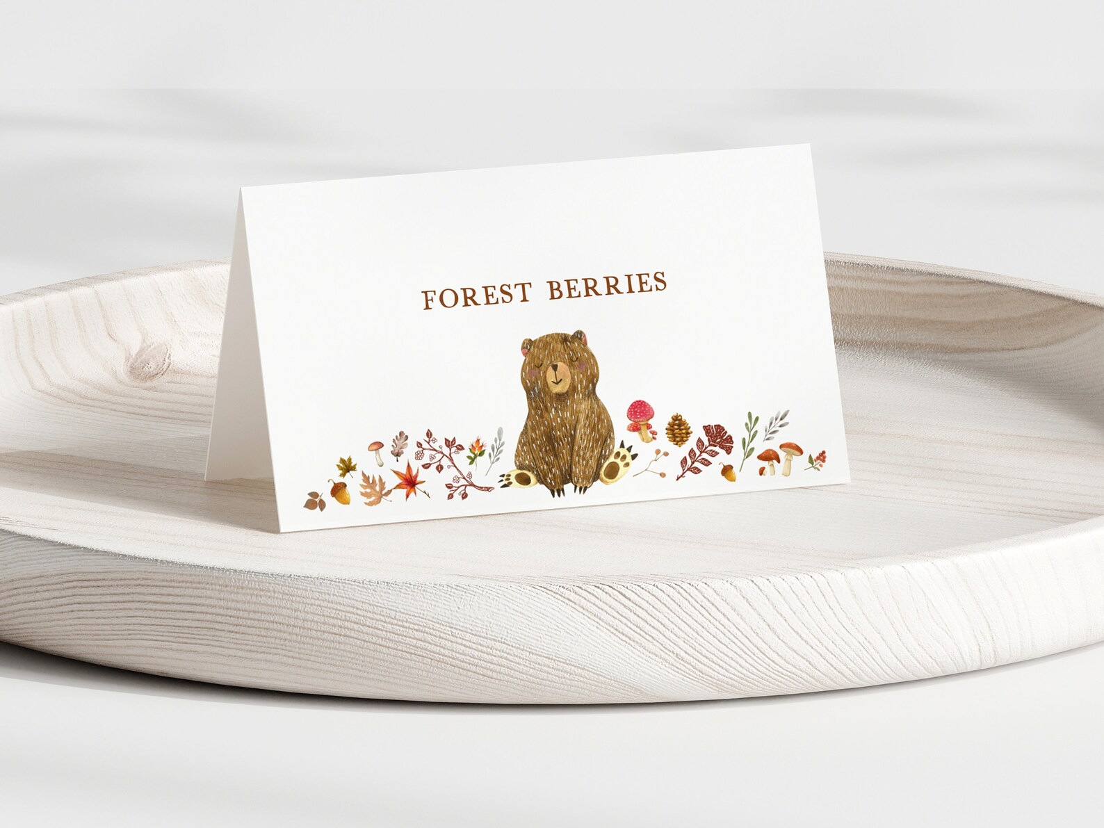 Editable Woodland Bear Food Label, Folded Food Label, Woodland Birthday ...