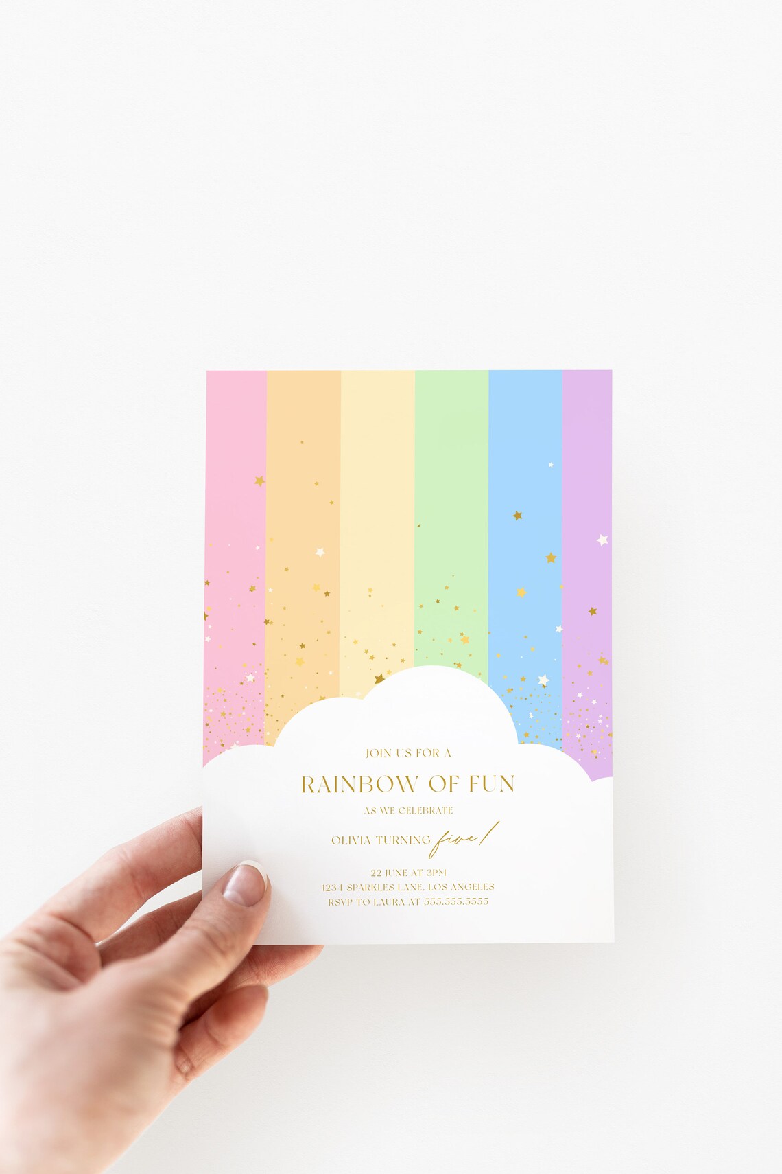 Editable Rainbow Birthday Invitation Template, Colorful Rainbow Party ...
