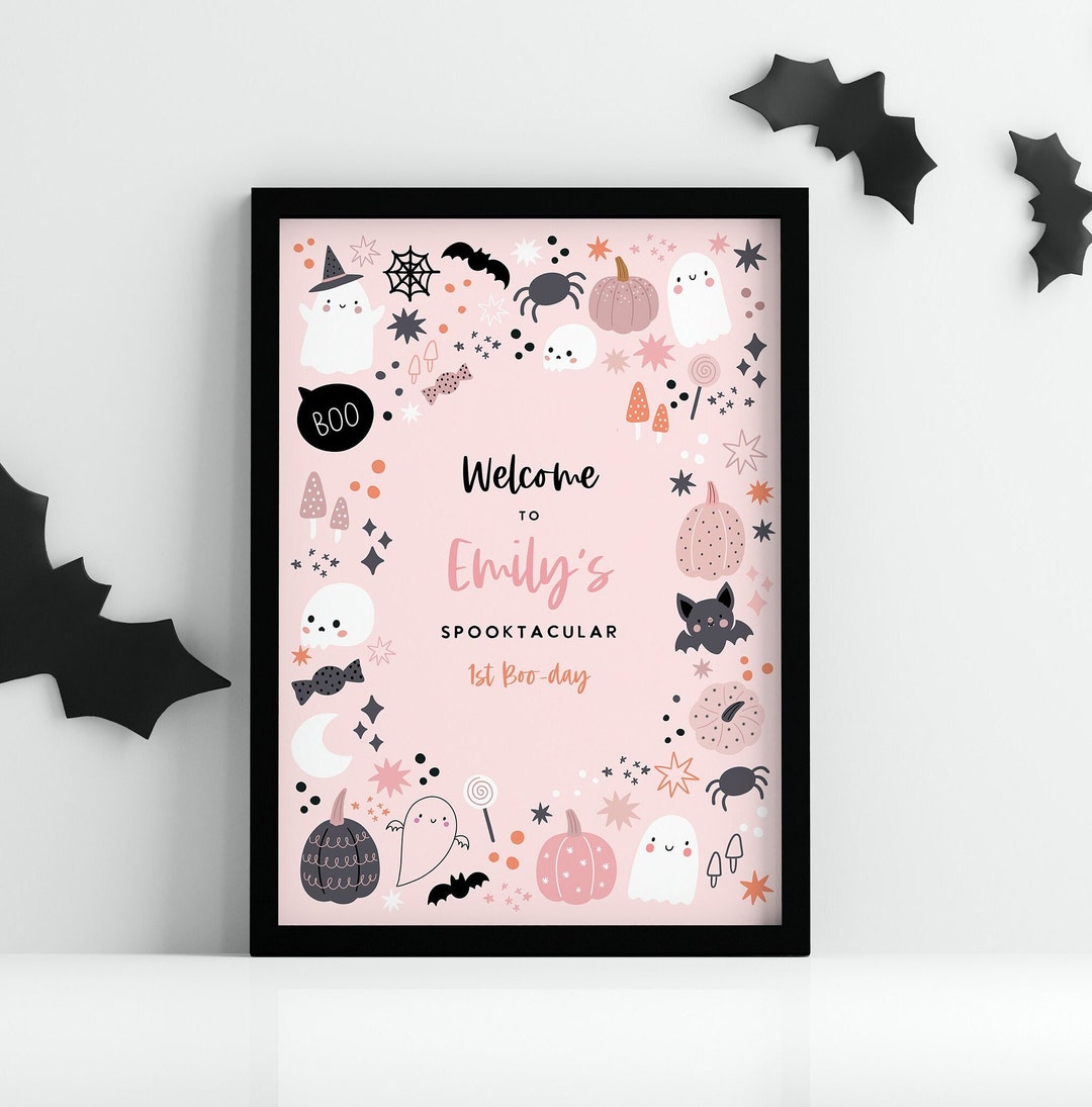 Editable Halloween Birthday Welcome Sign, Trick or Treat Welcome Sign ...