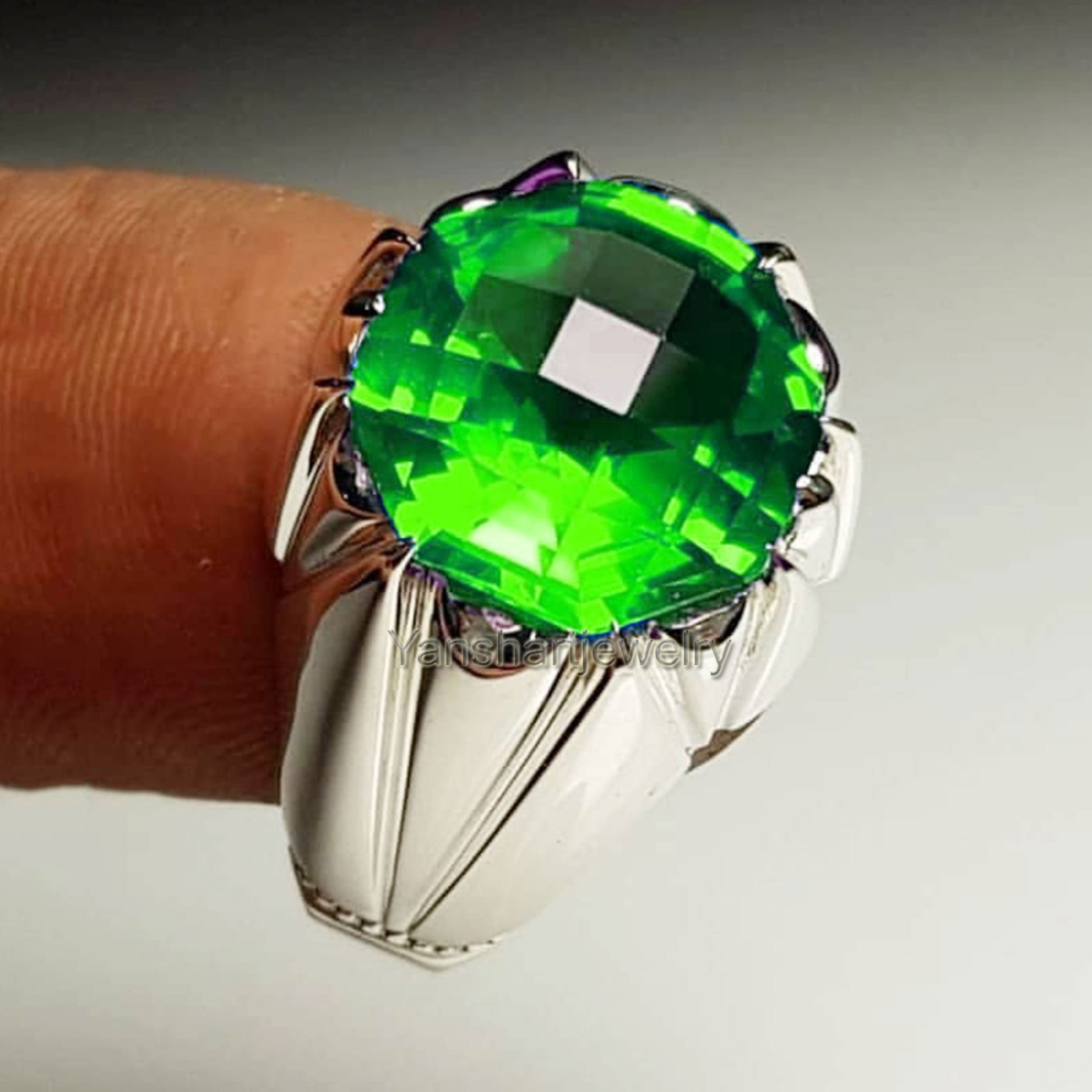 Mens Peridot Ring Peridot Wedding Engagement Ring 925 | Etsy